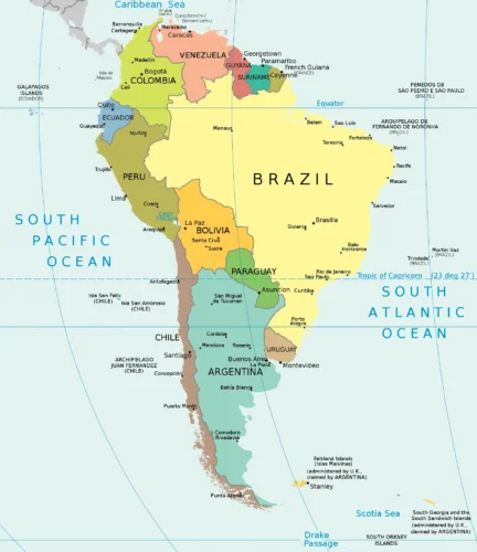 Mapa De Sudamérica Completo Mapa Político Y Físico De América Del Sur